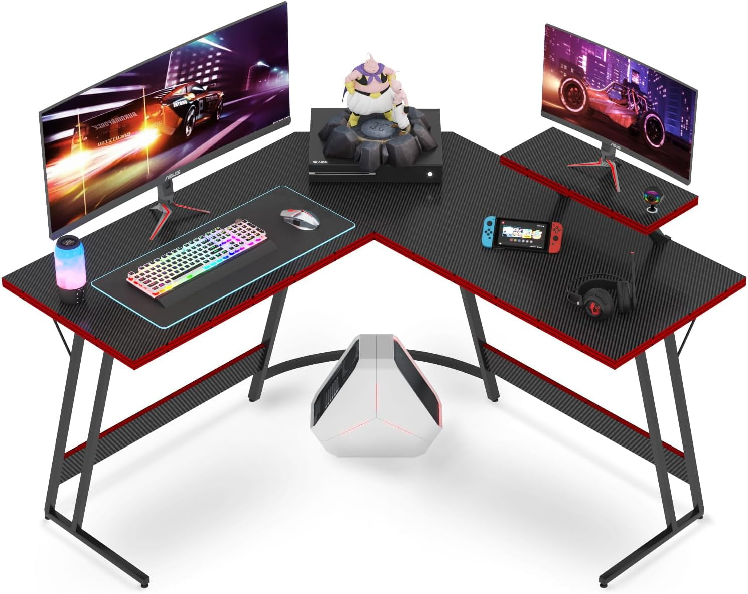 L Shaped Corner Desk with Monitor Stand, Computer PC Gaming Table for ...