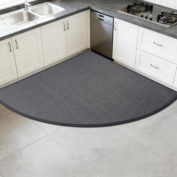 L-Shaped Corner Kitchen Rug - Non-Slip, 3D Woven Linen-Like Fabric ...