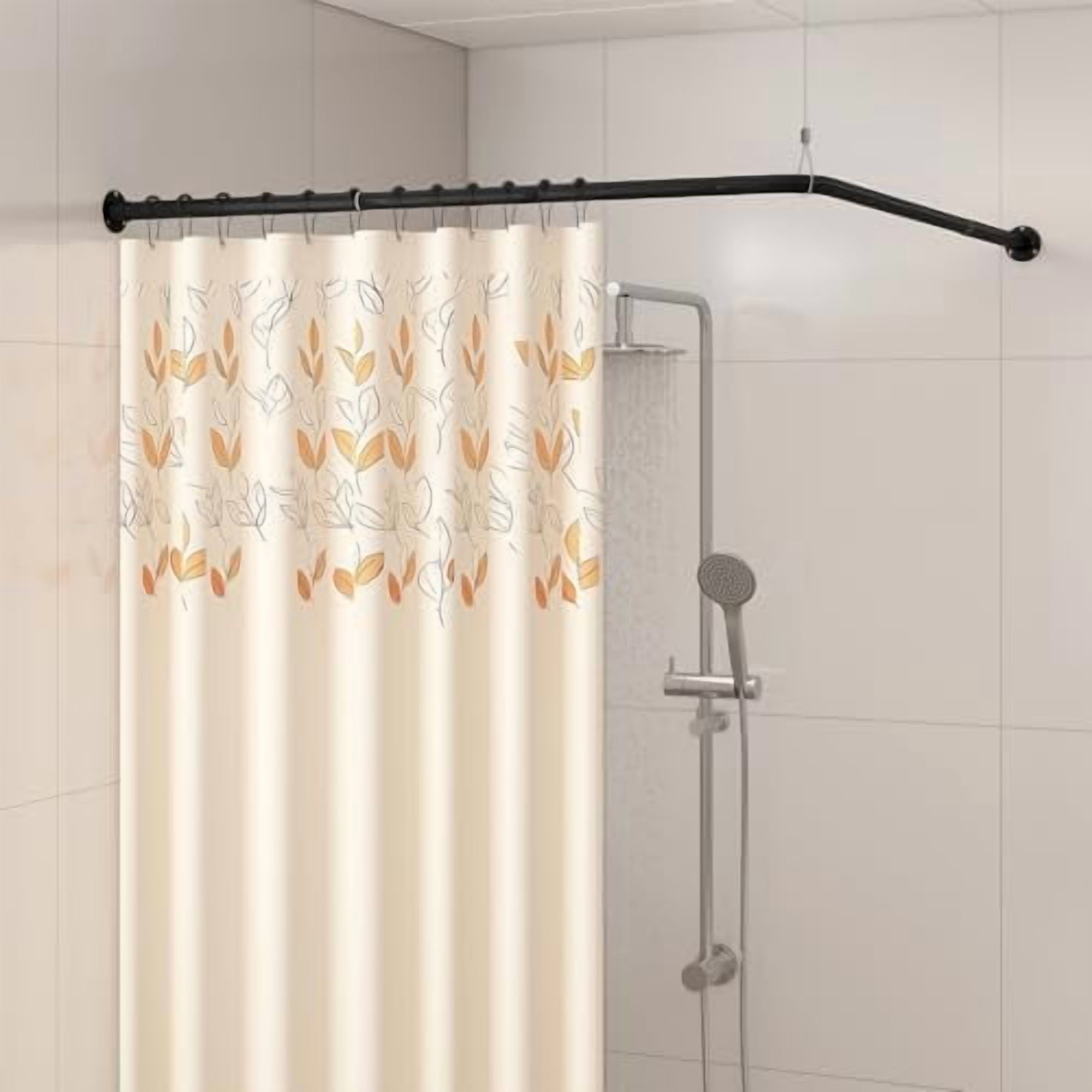 L Shaped Corner Shower Curtain Rod, 39" - 69" x 55" - 85" Adjustable 90 ...