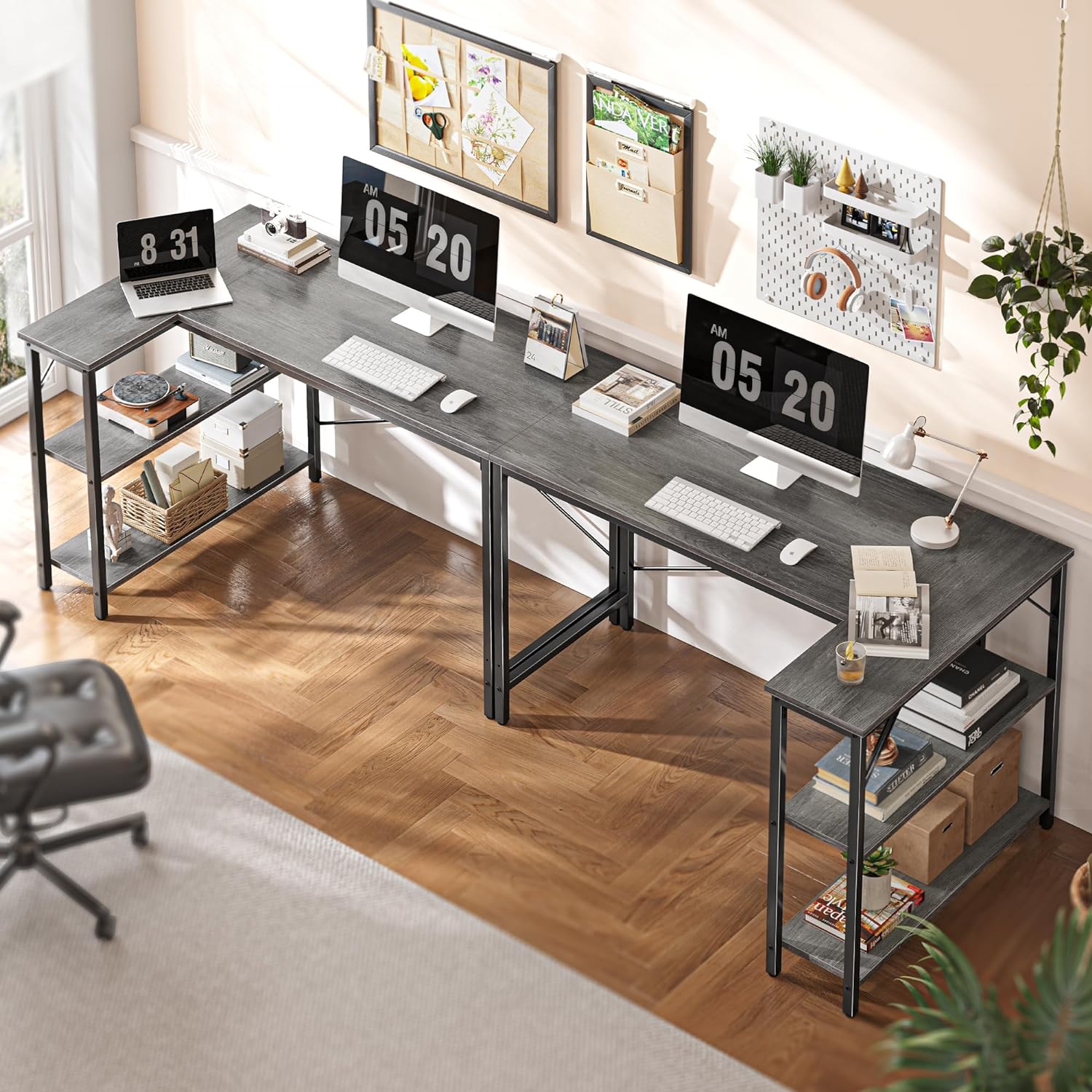 L Shaped Desk, 39 Inches Computer Desk with Reversible Storage Shelves ...