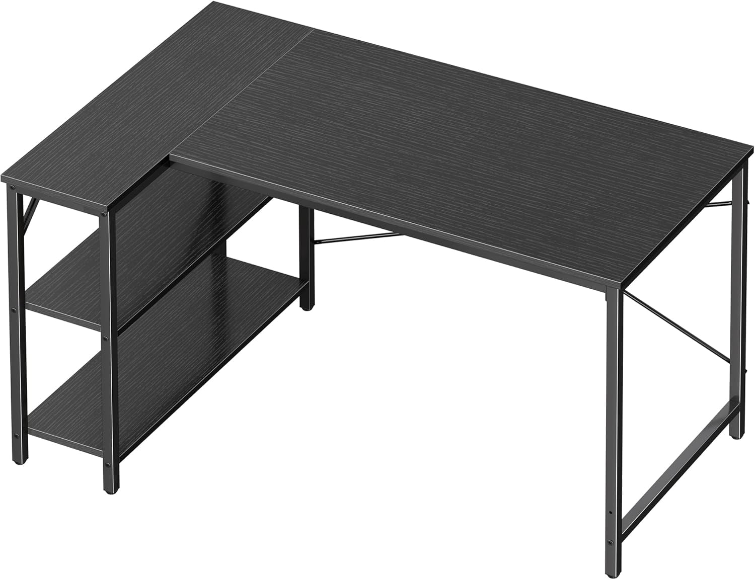 L Shaped Desk, 47 Inches Computer Desk with Reversible Storage Shelves ...