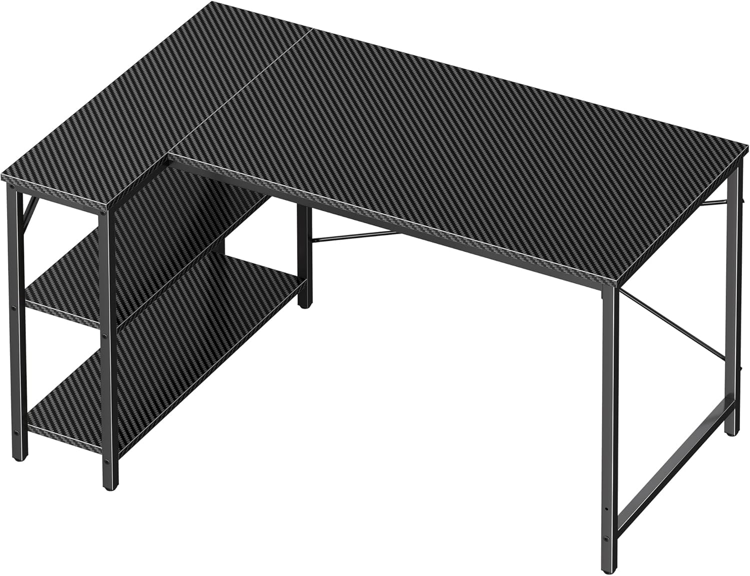 L Shaped Desk, 47 Inches Computer Desk with Reversible Storage Shelves ...