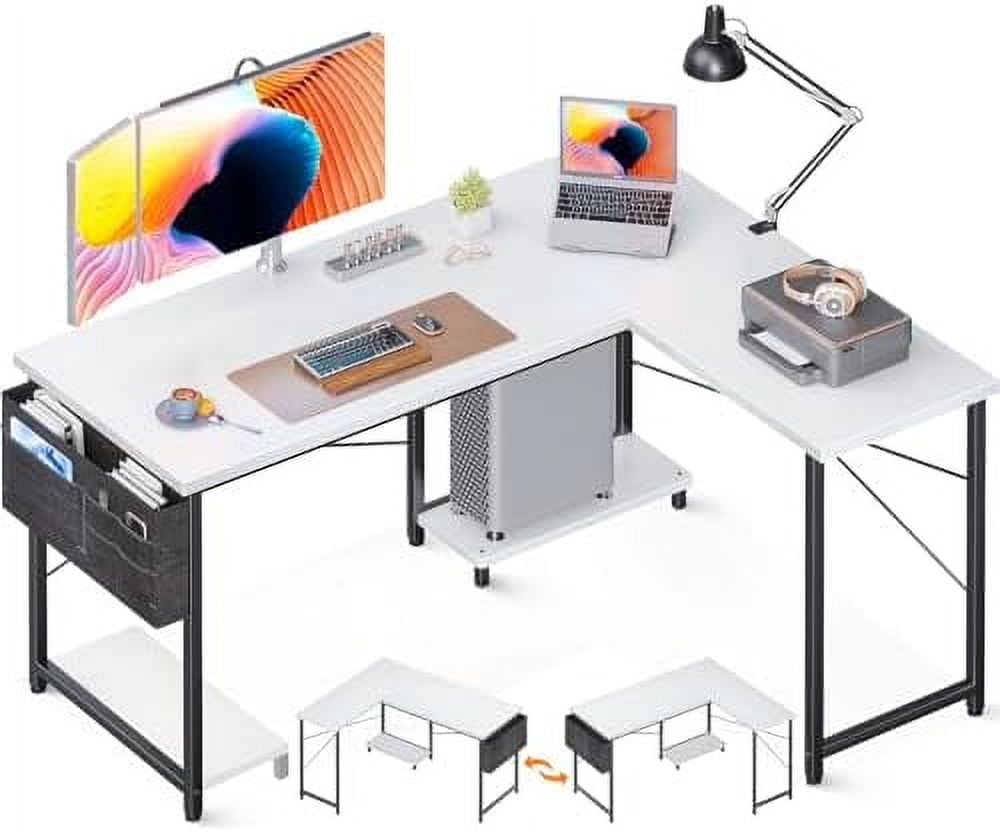 L Shaped Desk 50 Inch Computer Desk with Bag Reversible Home Office ...
