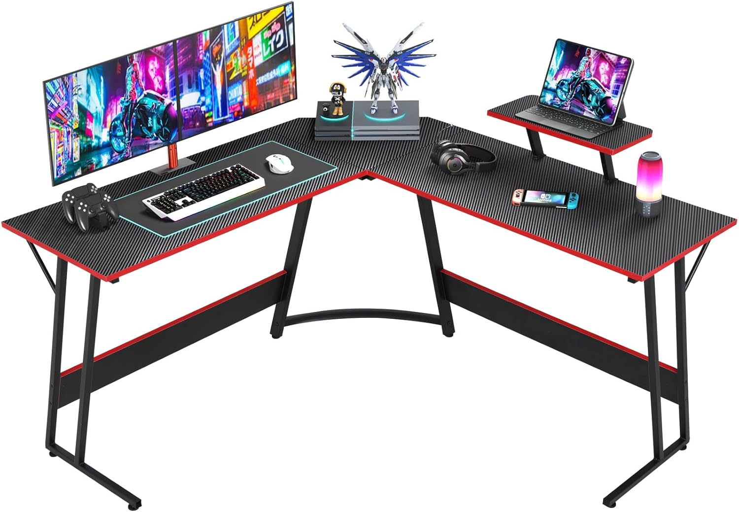 L Shaped Desk 50 Inch Gaming Desk with Monitor Shelf Corner Desk L ...
