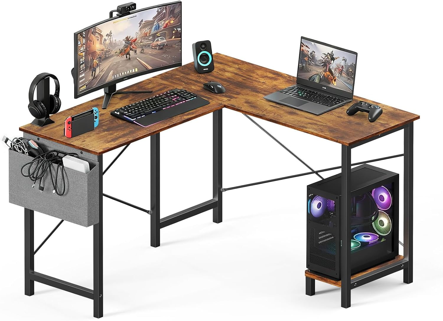 L Shaped Desk, 50-Inch Office Computer Gaming Desks Corner PC Table ...