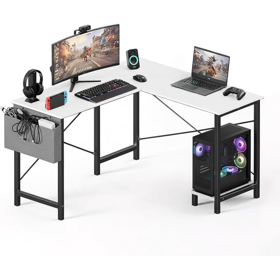 L Shaped Desk, 50-Inch Office Computer Gaming Desks Corner PC Table ...