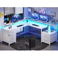 Uforic L Shaped Computer Desk with Power Outlet & LED Lights - Walmart.com