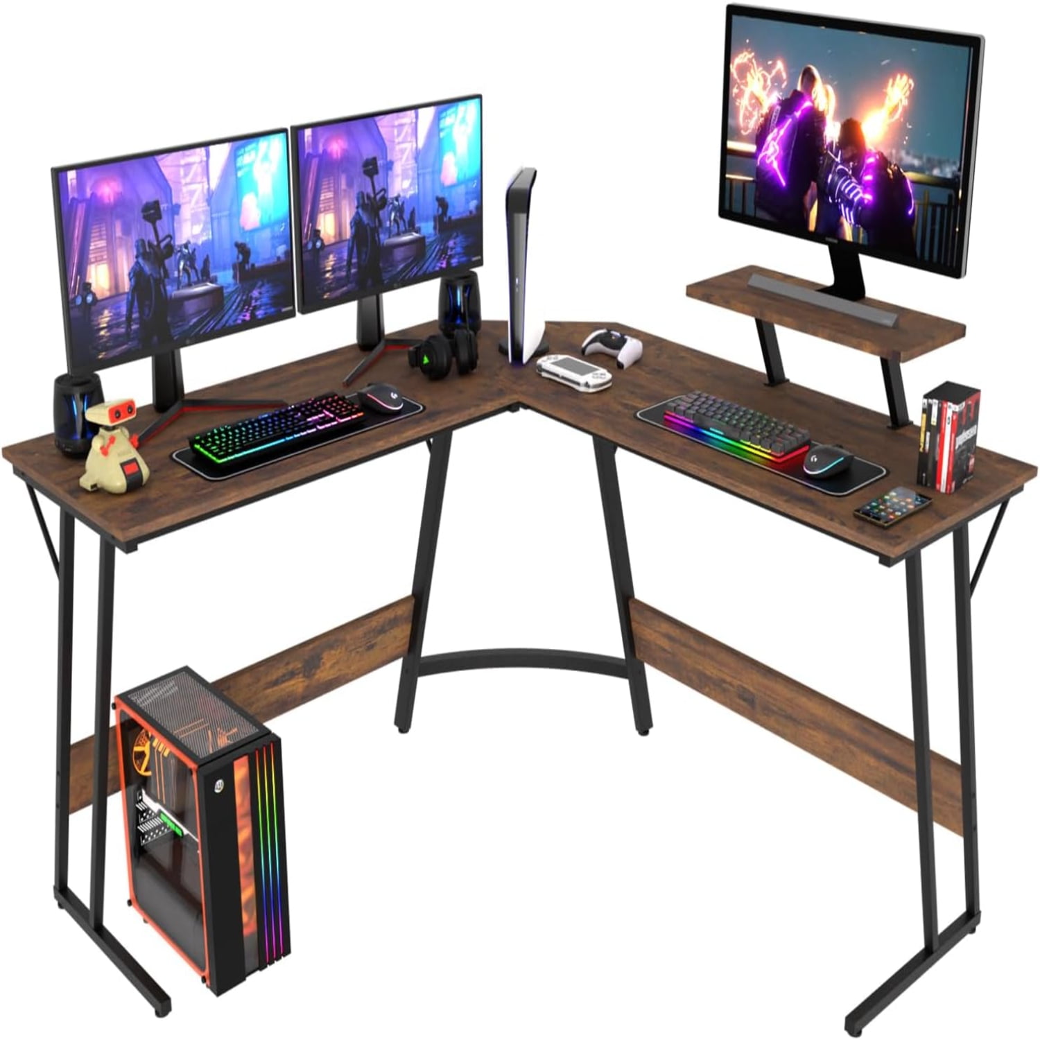 L Shaped Desk Corner Gaming Desk Computer Desk with Large Desktop ...