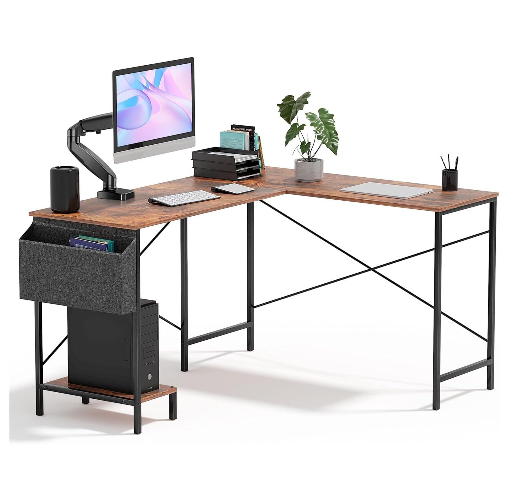 L Shaped Desk Gaming Computer 50 Inch Reversible Corner Table PC Work ...