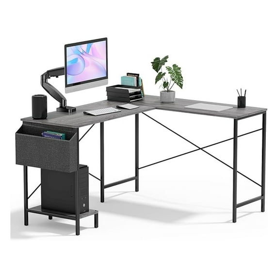 L Shaped Desk Gaming Computer 50 Inch Reversible Corner Table PC Work ...