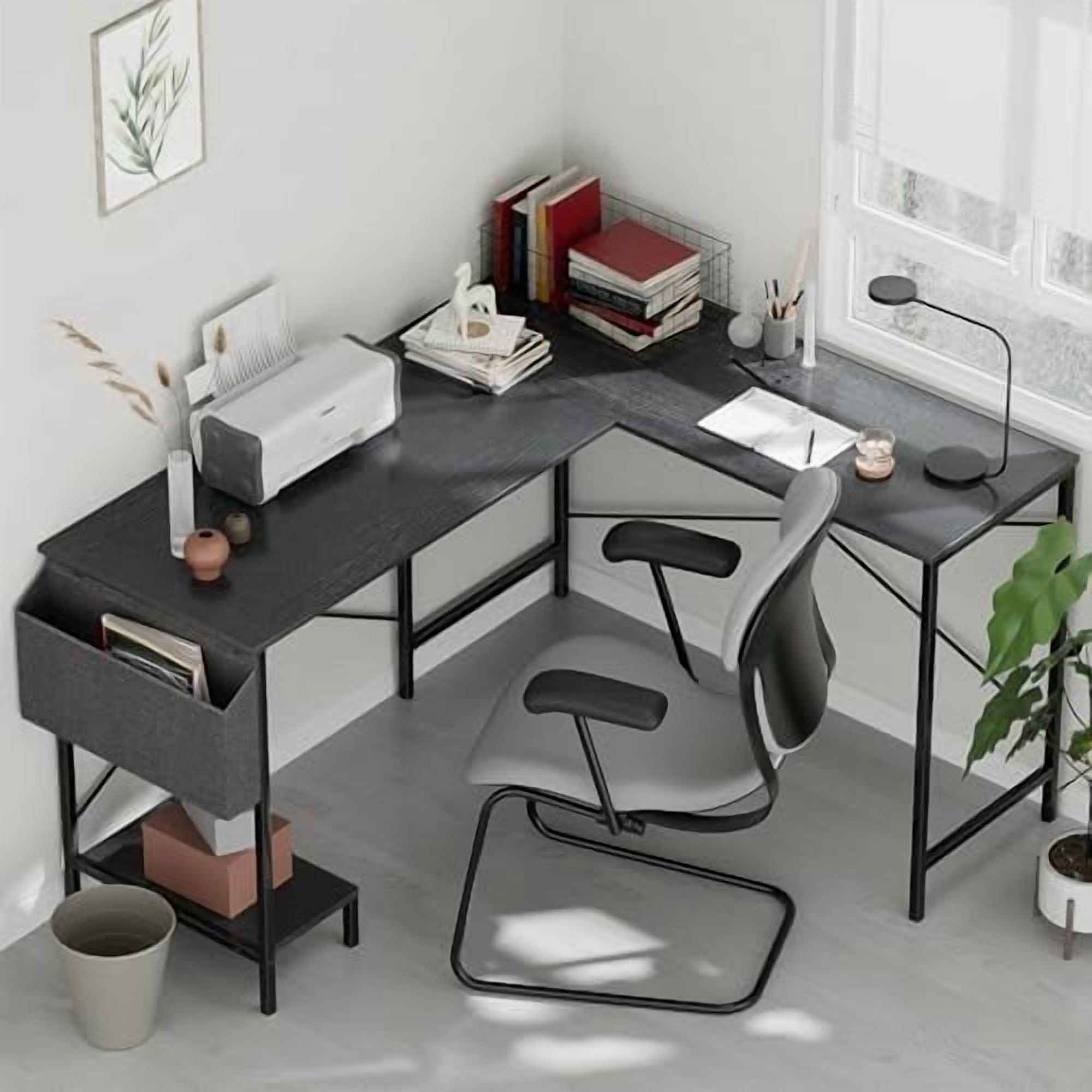 L Shaped Desk Gaming Computer 50 Inch Reversible Corner Table PC Work ...