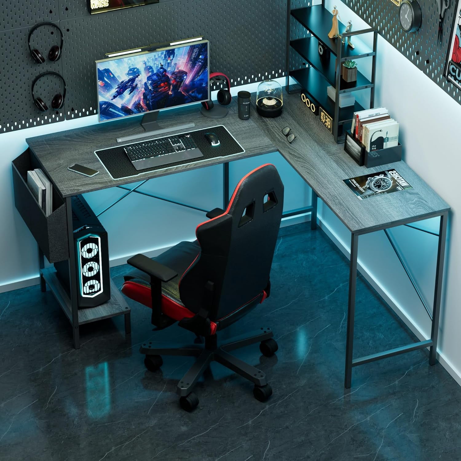 L Shaped Desk, Gaming Computer 50 Inch, Reversible Corner Table, PC ...