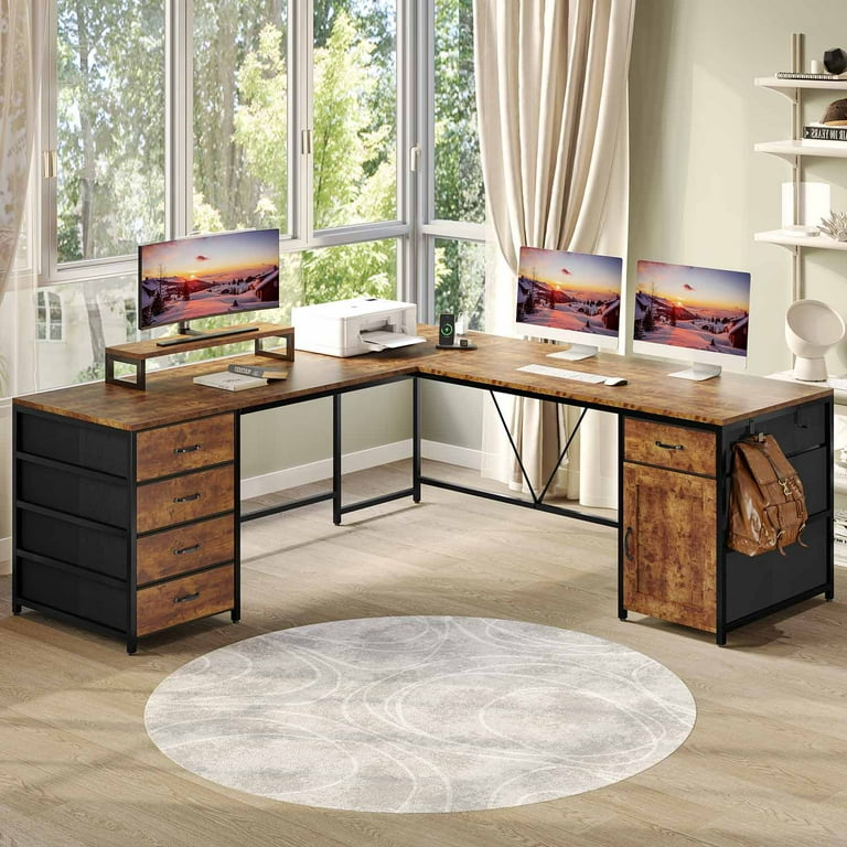 Corner Double Desk Office European Corner Computer Desks Home Desktop