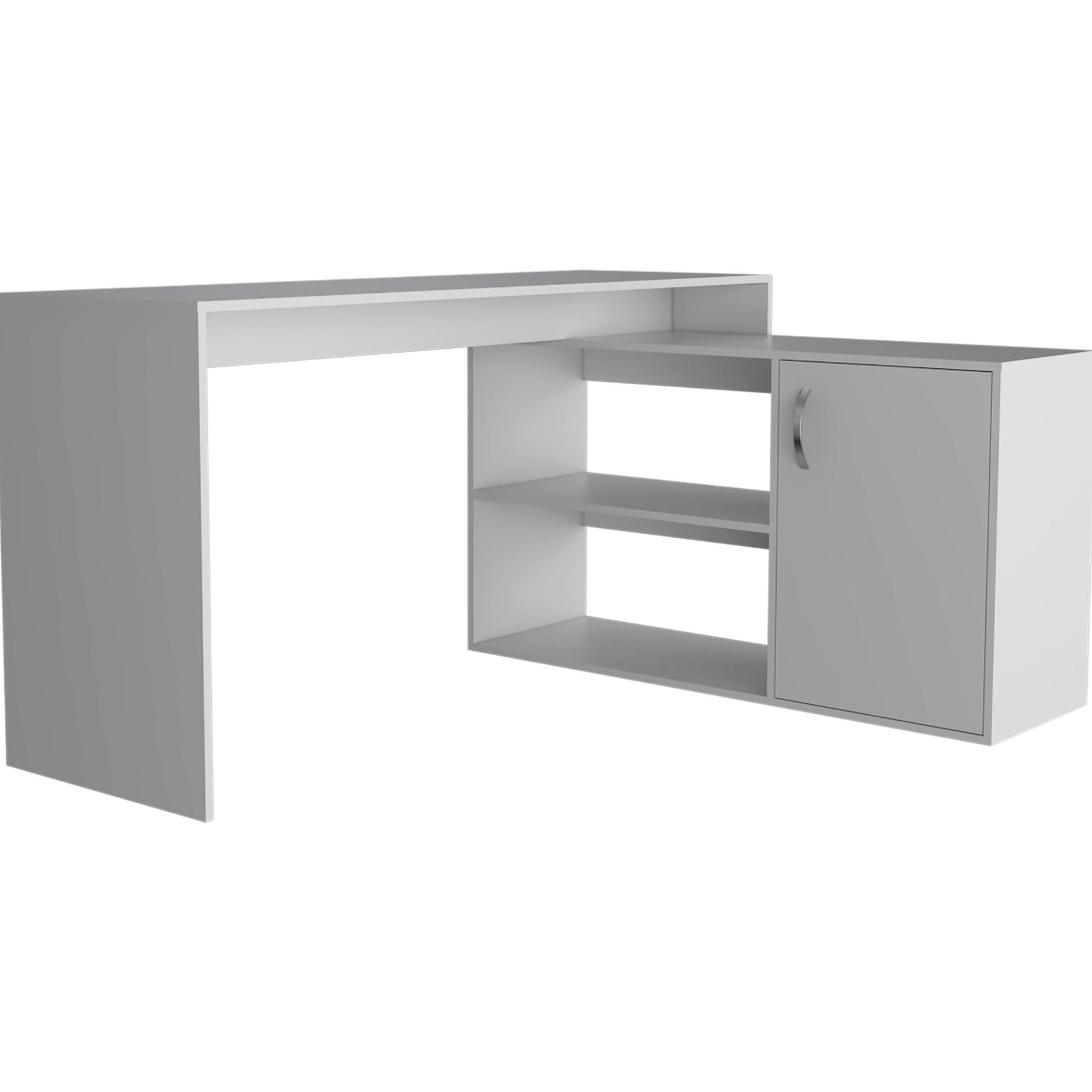 L-Shaped Desk with Open and Closed Shelves - Useful for Office ...
