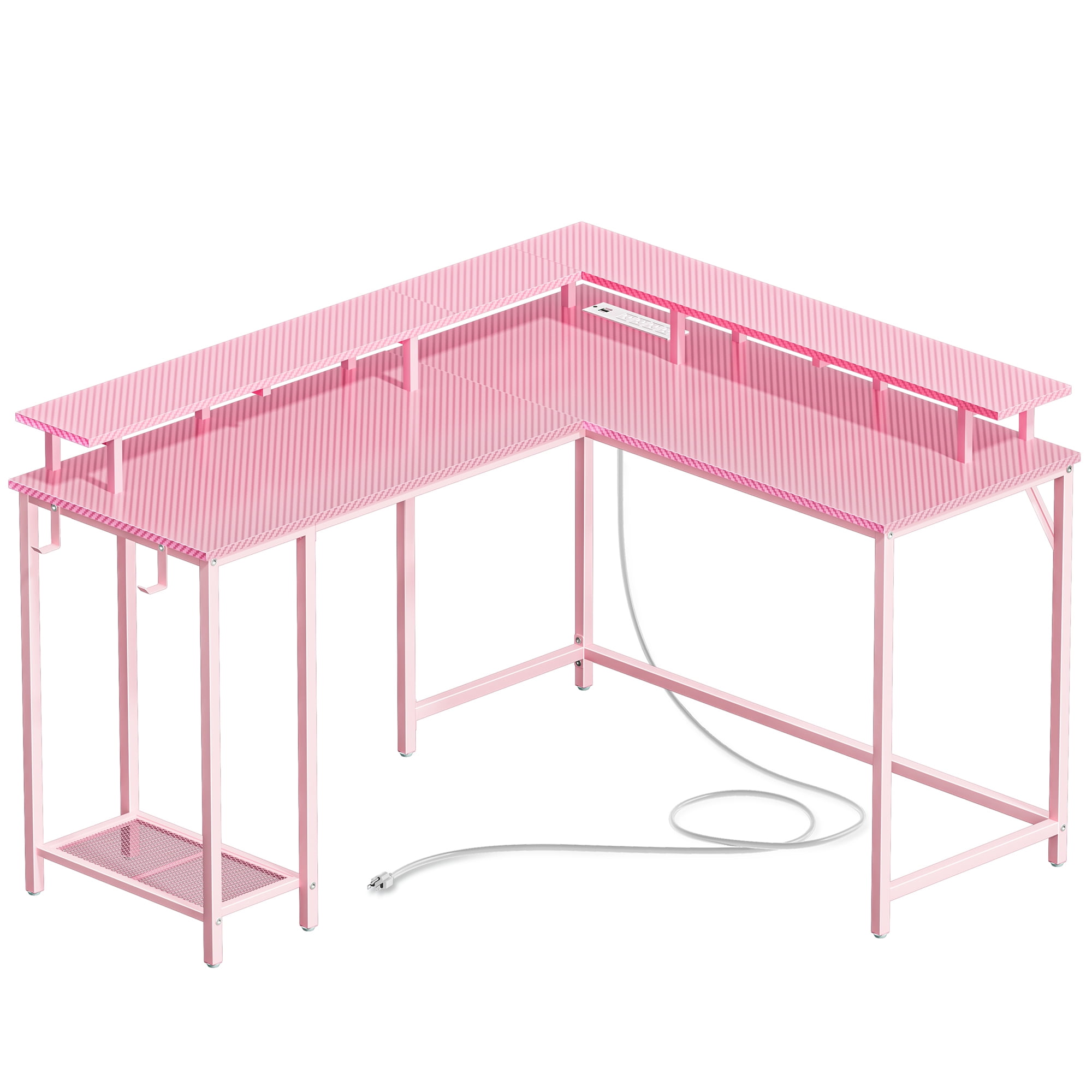 Pink L Shaped Desk