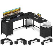 UPGO Gaming Desk Computer Desk with Pegboard & Shelves Large L Shaped ...