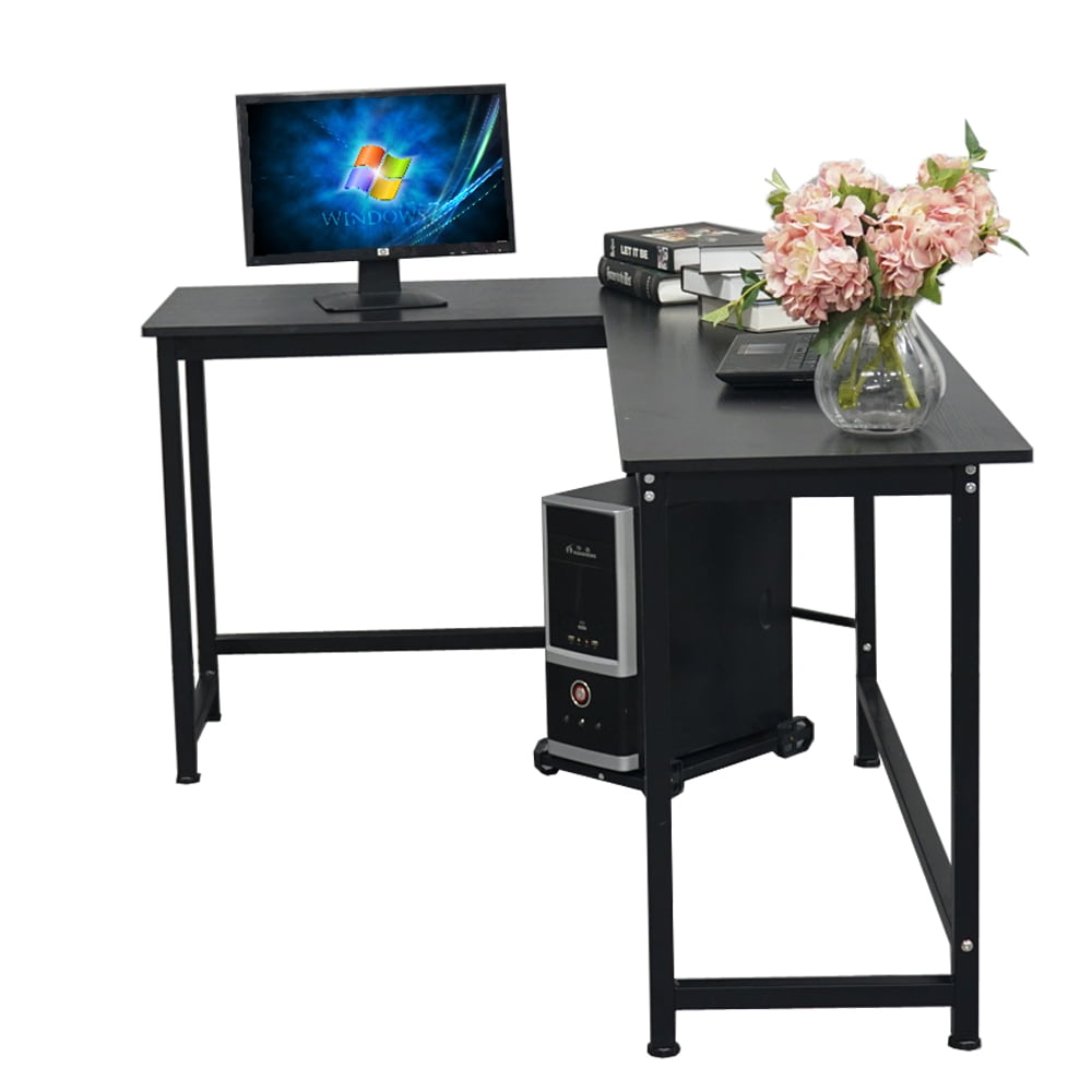 L-Shaped Desktop Computer Desk Black - Walmart.com