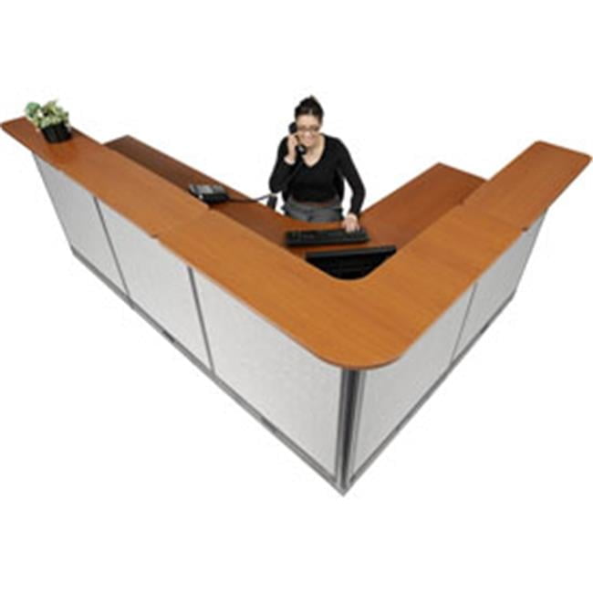 L-Shaped Electric Reception Station - Cherry Counter & Gray Panel ...