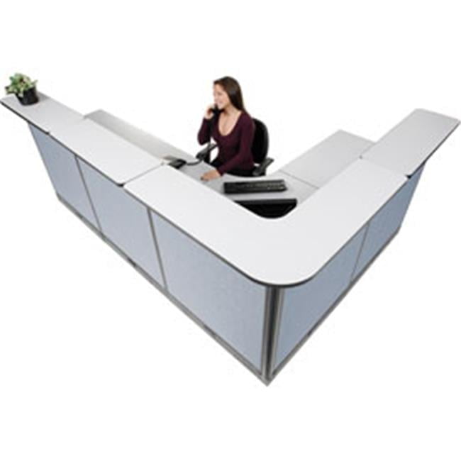 L-Shaped Electric Reception Station - Gray Counter - Blue Panel - Black ...