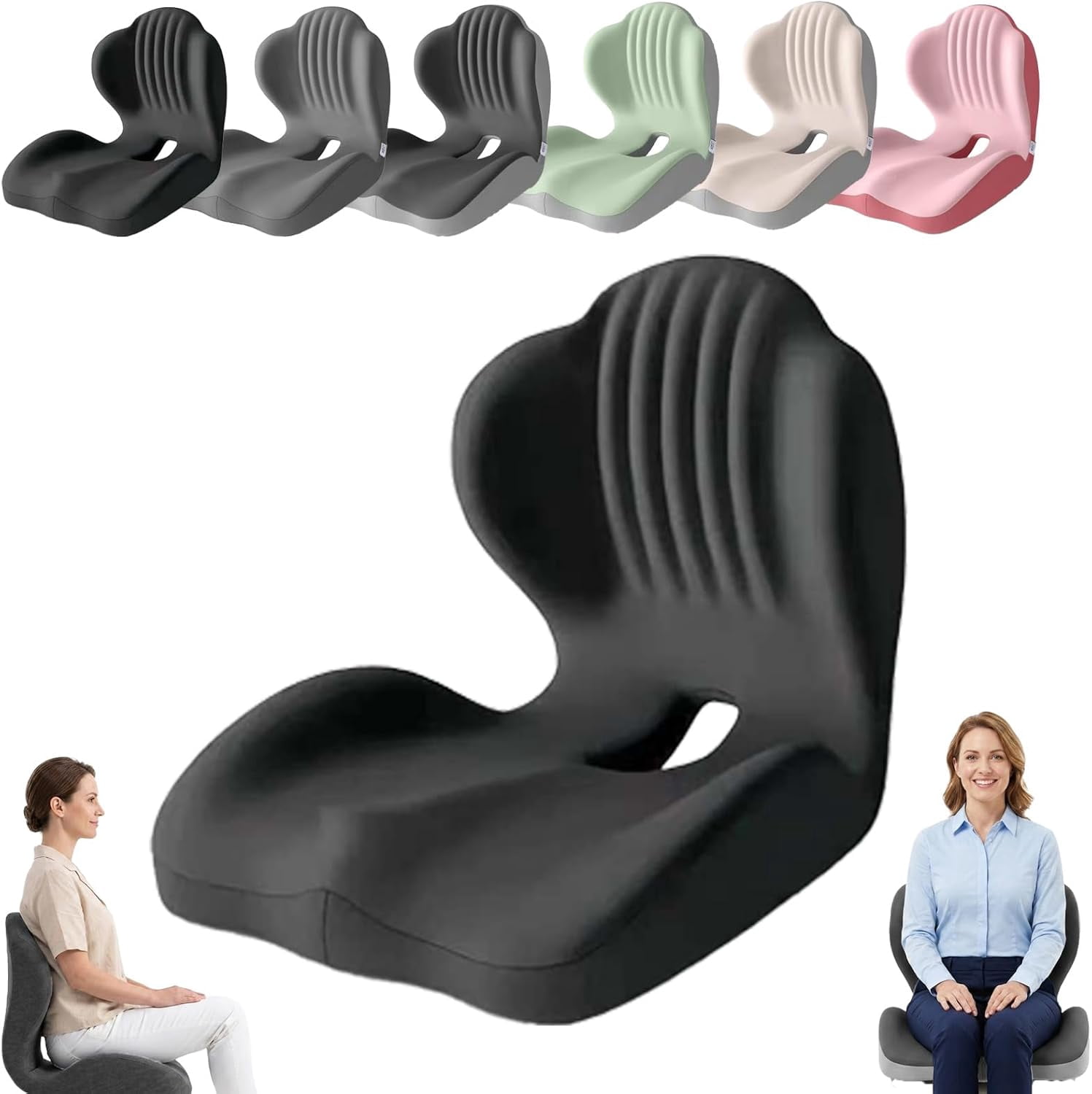 L-Shaped Ergonomic Seat Cushion with Lumbar Support, Ergonomic Memory ...