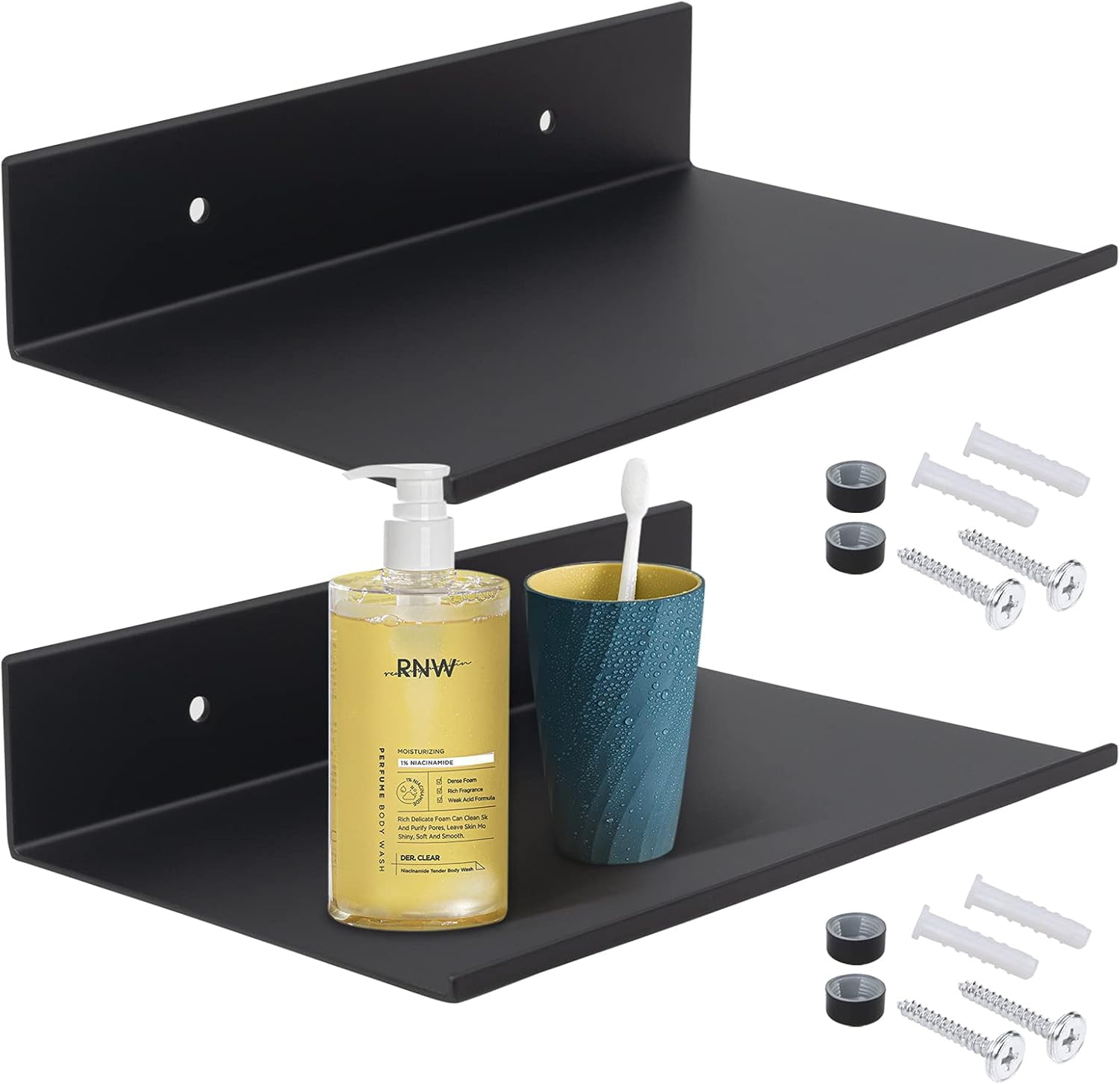 Heavy Duty Rustproof Floating Shelves, Space-Saving Waterproof L-Shaped ...