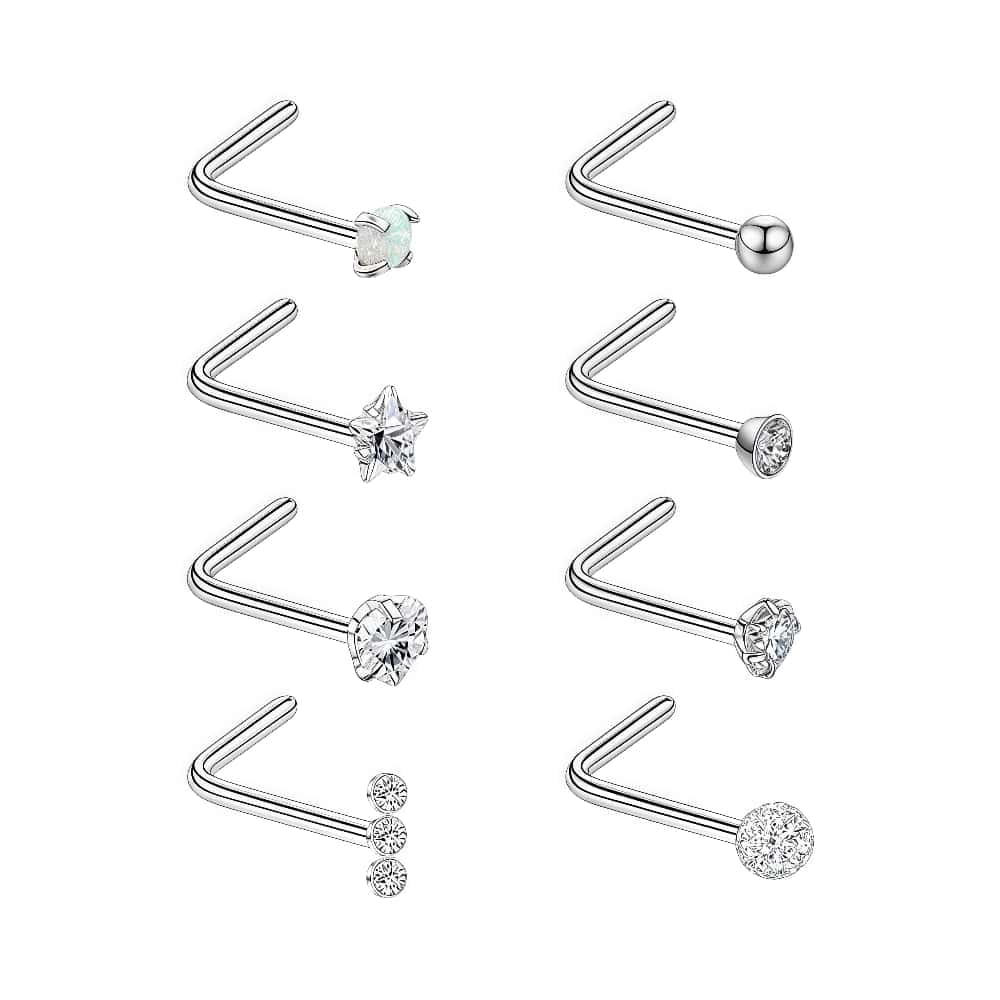 L-Shaped G23 Titanium Nose Rings, 8-Piece Set for Sensitive Skin - Walmart.com