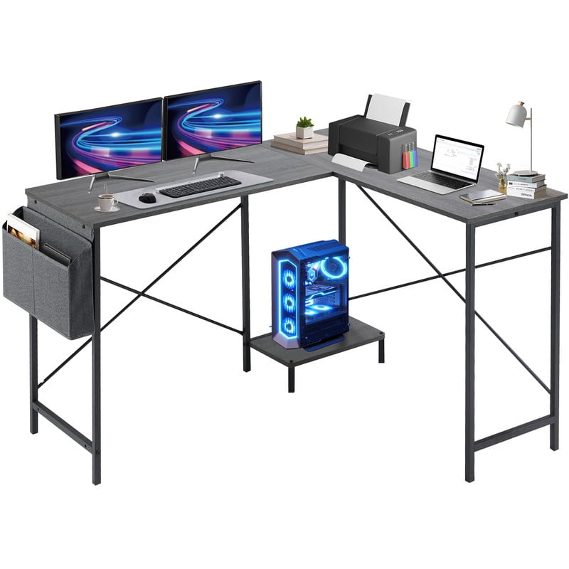 L Shaped Gaming Desk 49" Black Home Office,Bedroom Computer Table for ...