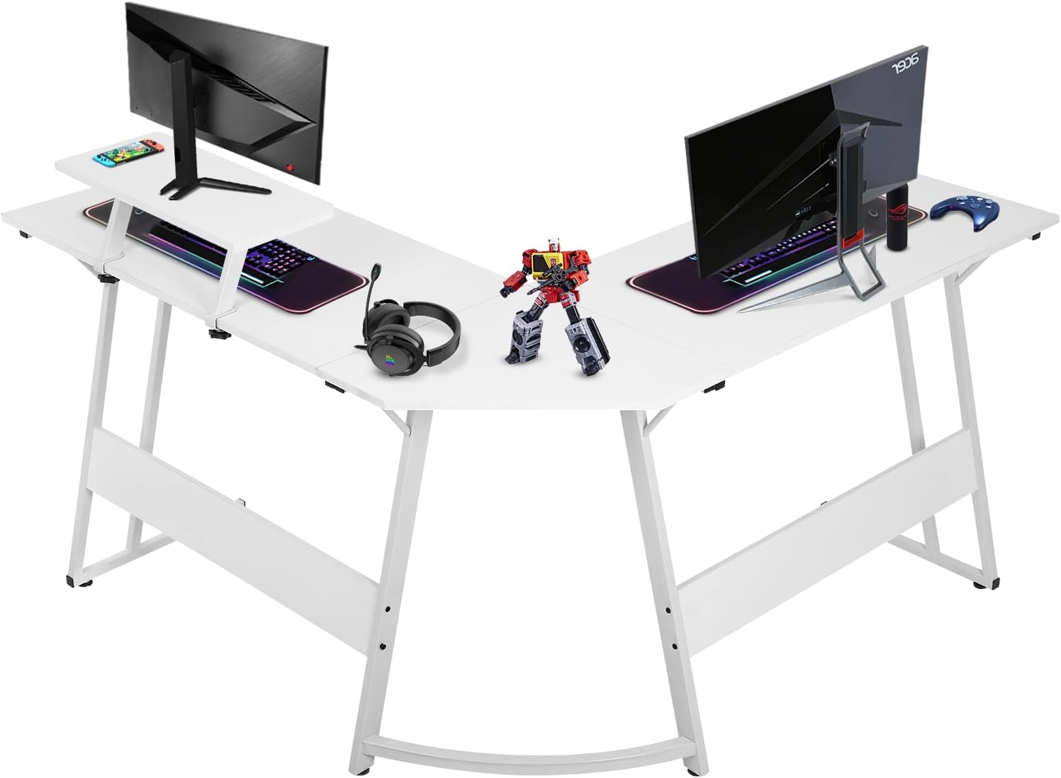 L Shaped Gaming Desk,50.4" Computer Desk with Monitor Stand & Carbon ...