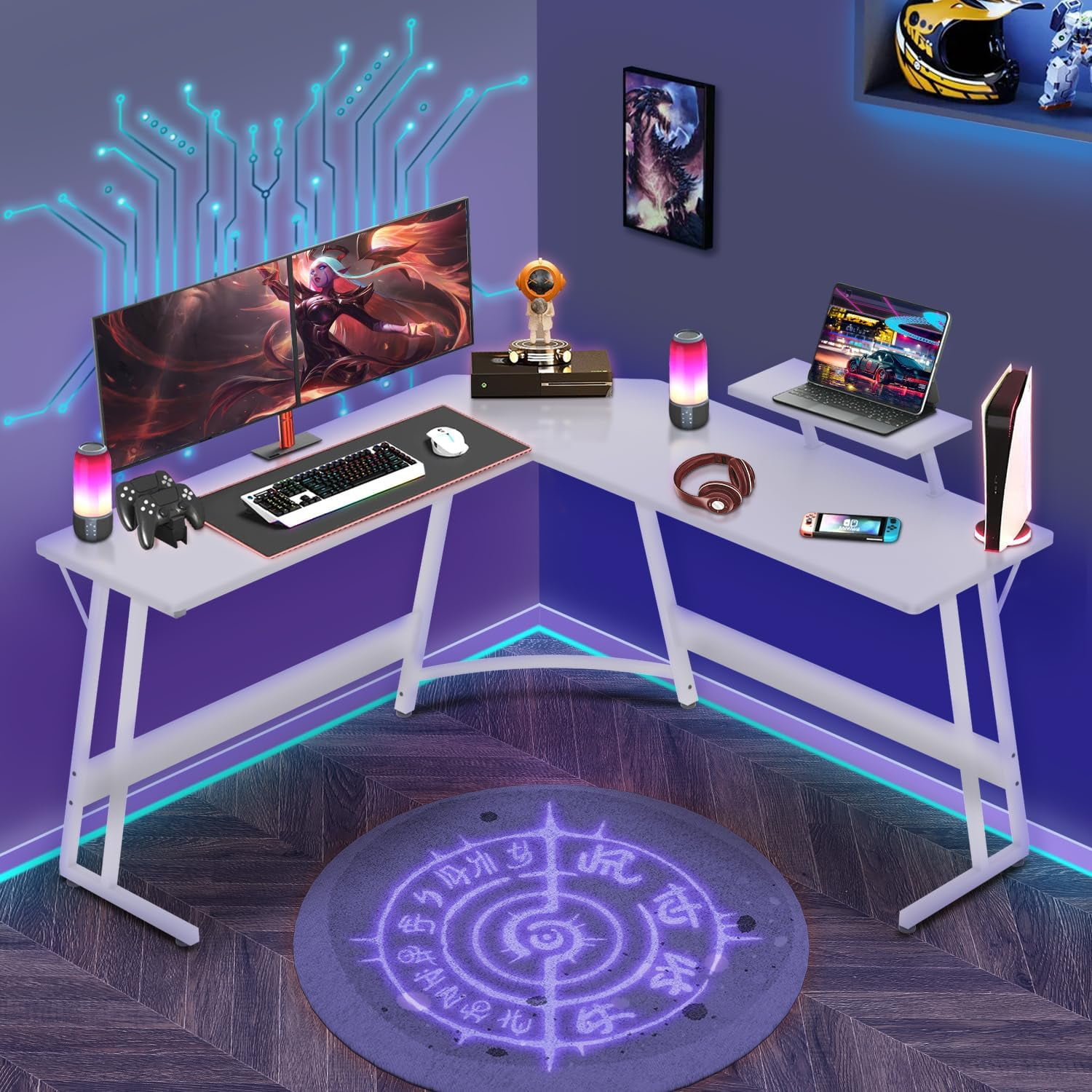 L Shaped Gaming Desk 51 Inch Computer Corner Desk Home Office Desks PC ...