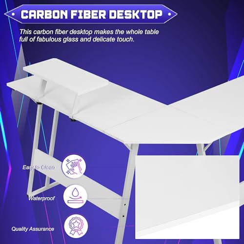L Shaped Gaming Desk, Computer Corner Desk with Monitor Riser Stand ...