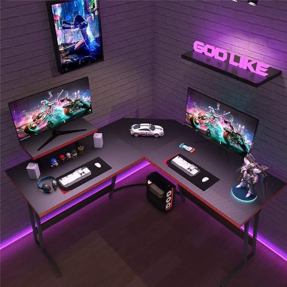 L Shaped Gaming Desk, Corner Desk with Monitor Stand, Computer PC Table ...