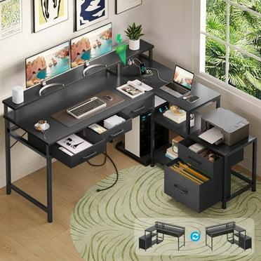 Free Shipping! Bestier Reversible 60 inches L Shaped Computer Desk with ...