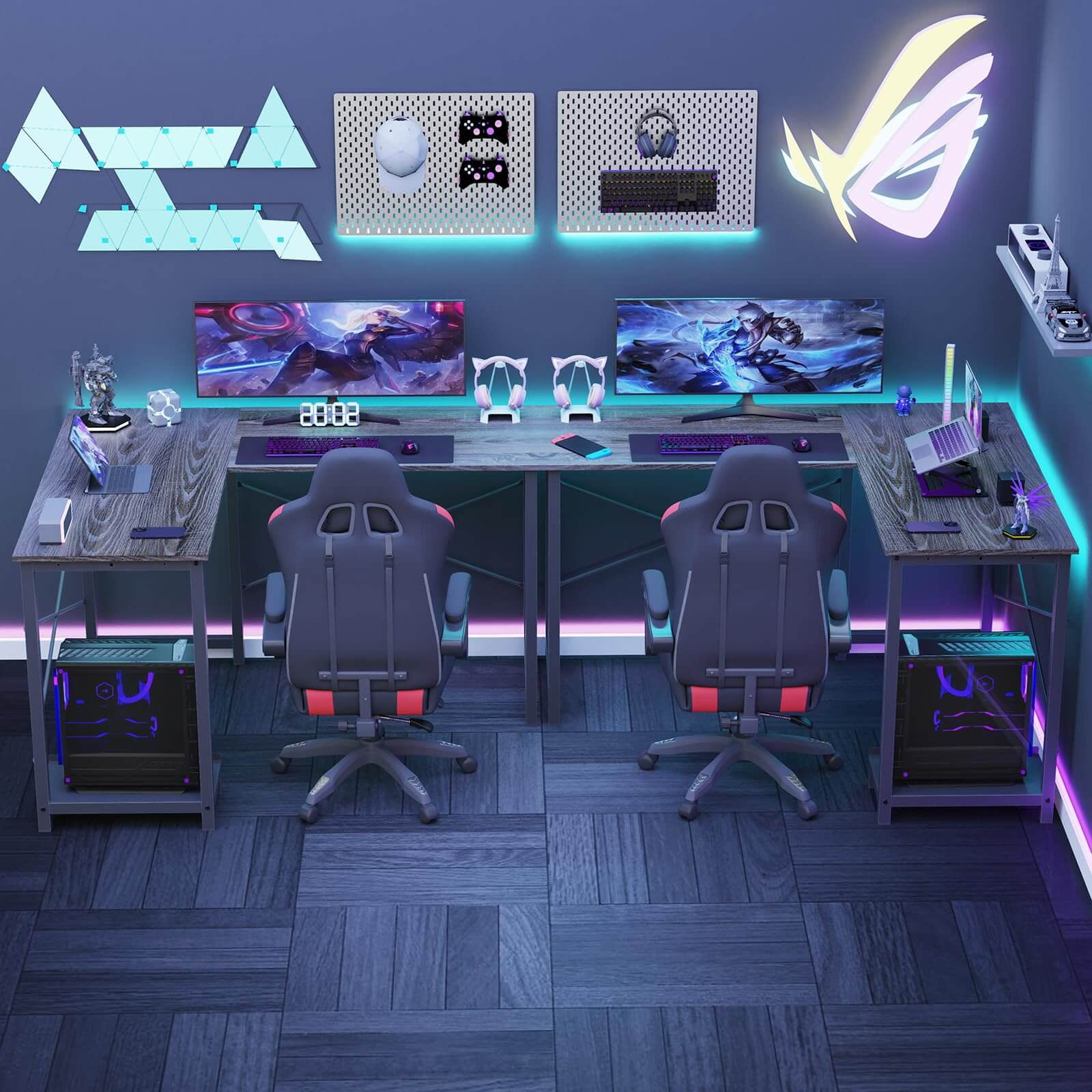 L Shaped Gaming Desk,Gray,Gray Iron Furniture Office Desks Work ...