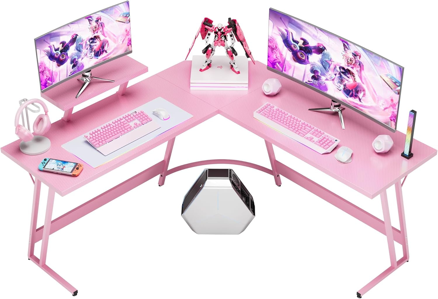 L Shaped Gaming Desk with Monitor Stand, Corner Computer Desk for ...