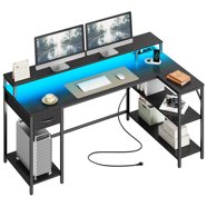 Realspace¬Æ Axley 55"W Glass Computer Desk, Cherry/Silver for Office ...