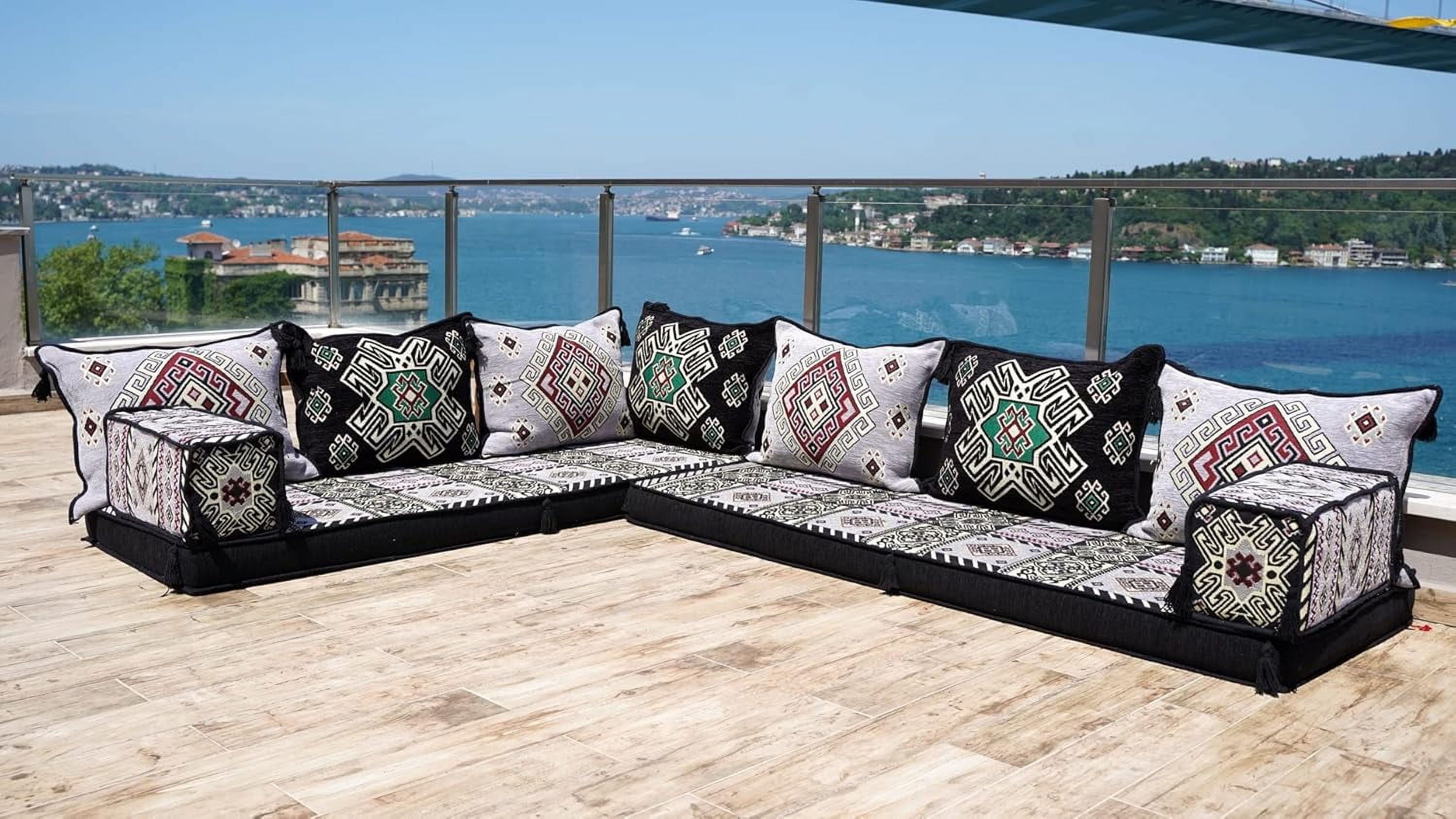 L Shaped Gray Sleeper Couch, Arabic Majlis, Sofa Bed, Meditation ...