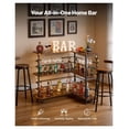 L-Shaped Home Bar Cabinet Wine Rack 3-Tier Storage Shelves LED Light ...