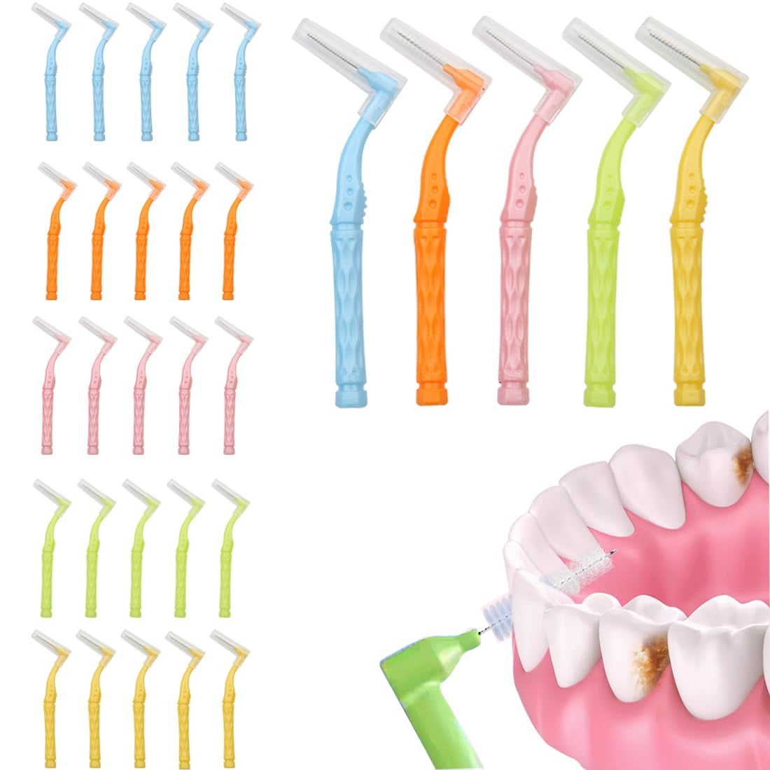 L-Shaped Interdental Brushes Oral Dental Hygiene Brush Angled ...