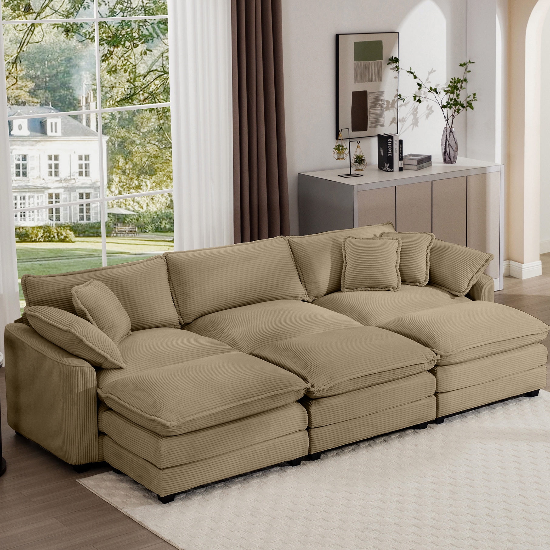 L-Shaped Low Back Sofa+Double-Layered Memory Foam Cushions”-“Apartment ...