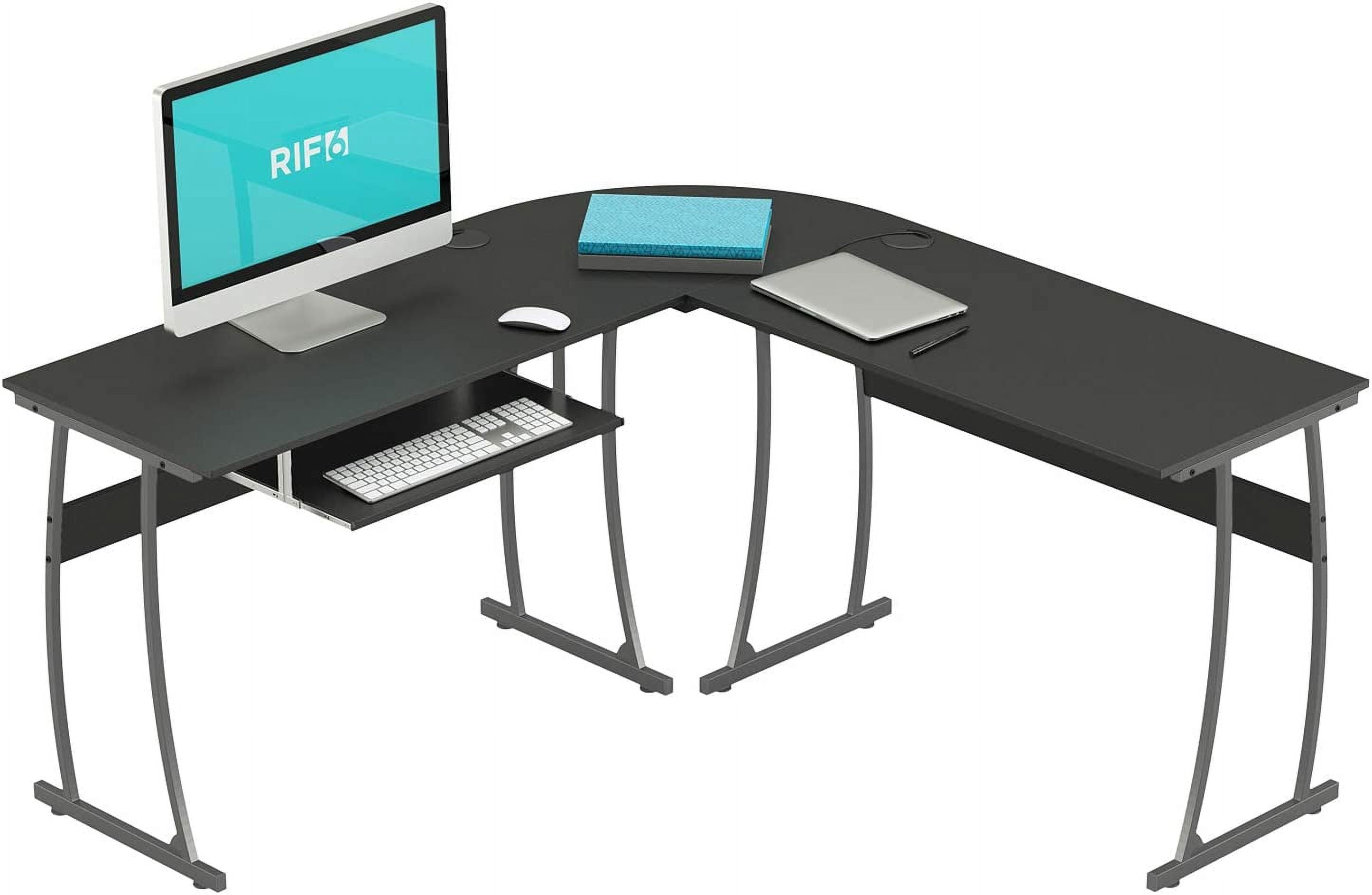 L Shaped Modern Computer Home Office Gaming Desk with Keyboard Tray and ...