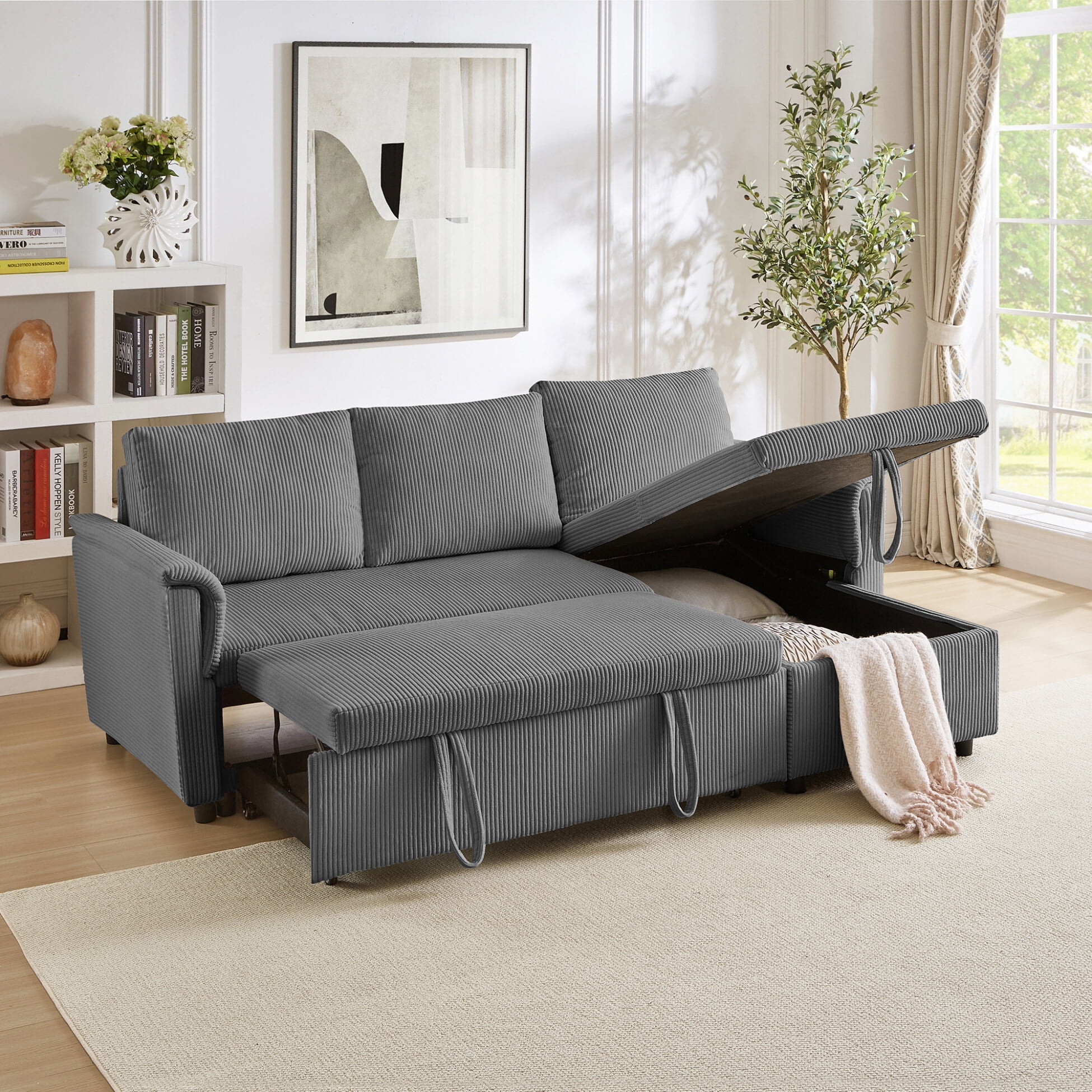 L-Shaped Modular Convertible Sofa, Loveseat Sofa with Storage Chaise ...