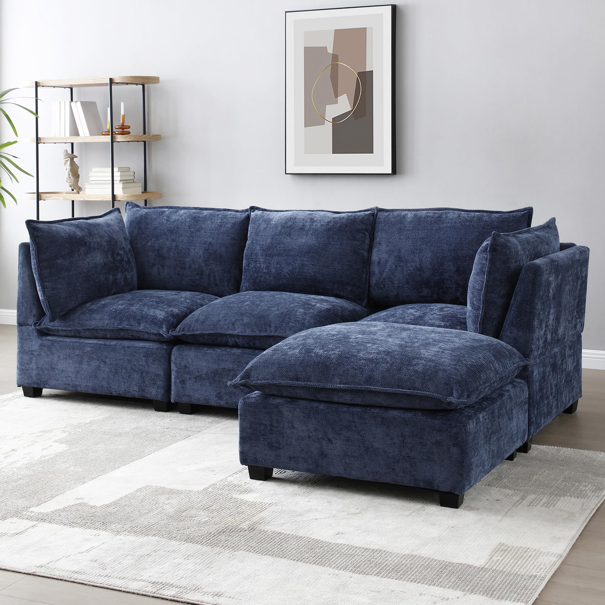 L-Shaped Modular Sectional Sofa 4 Seater Customizable Sofa&Couch ...