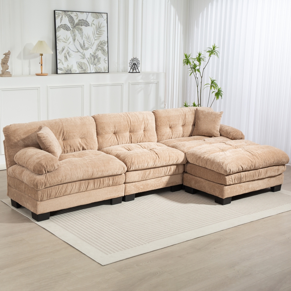 L Shaped Modular Sectional Sofa with Deep Seating Reversible 3-seat ...