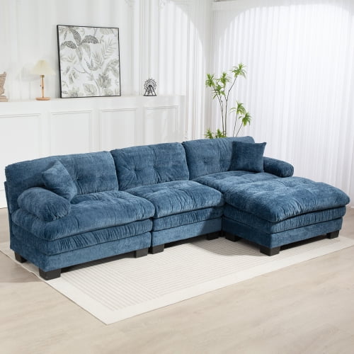 L Shaped Modular Sectional Sofa with Deep Seating Reversible 3-seat ...