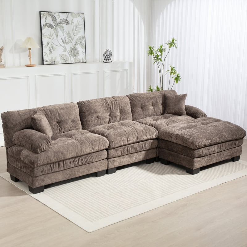 L Shaped Modular Sectional Sofa with Deep Seating Reversible 3-seat ...