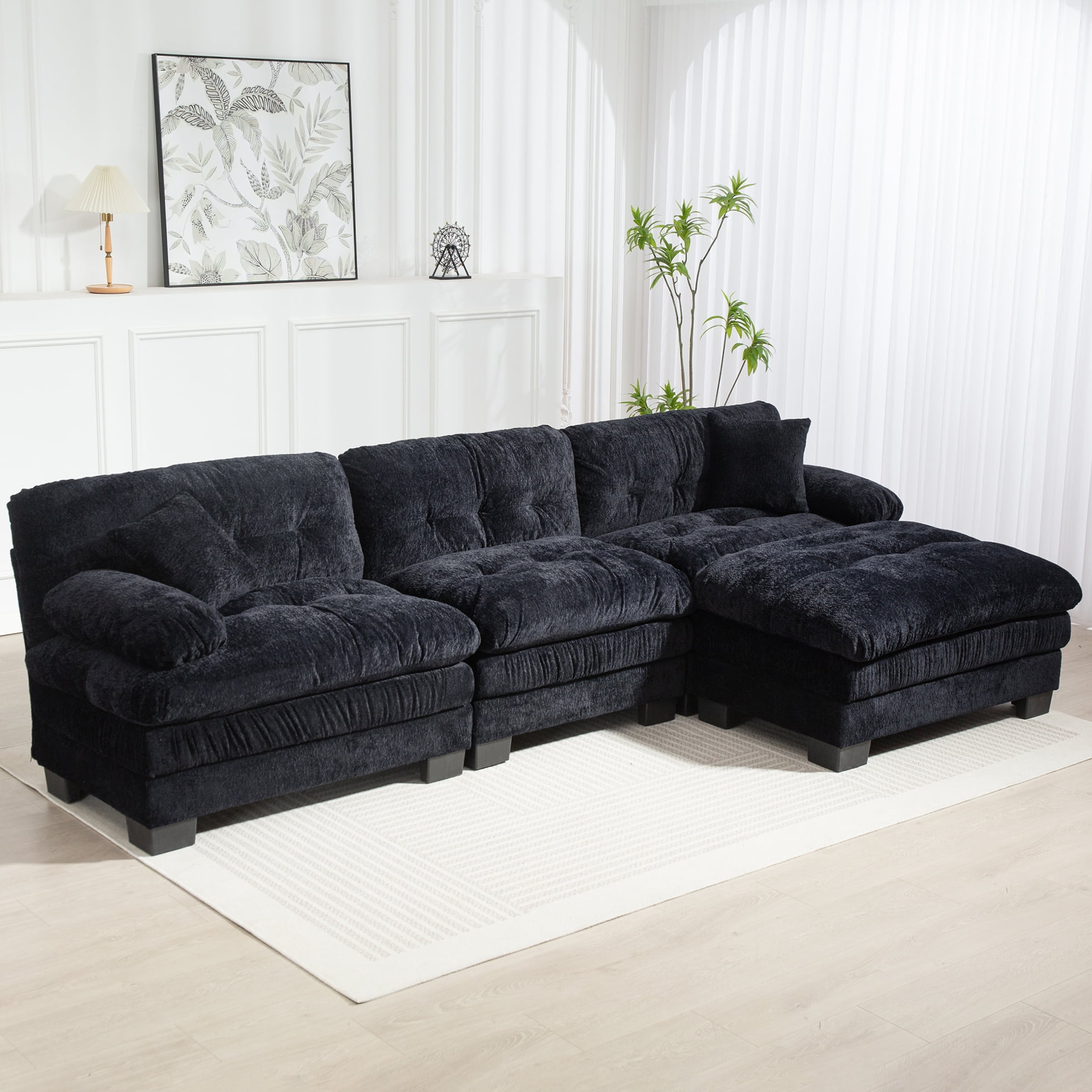 L Shaped Modular Sectional Sofa with Deep Seating Reversible 3-seat ...
