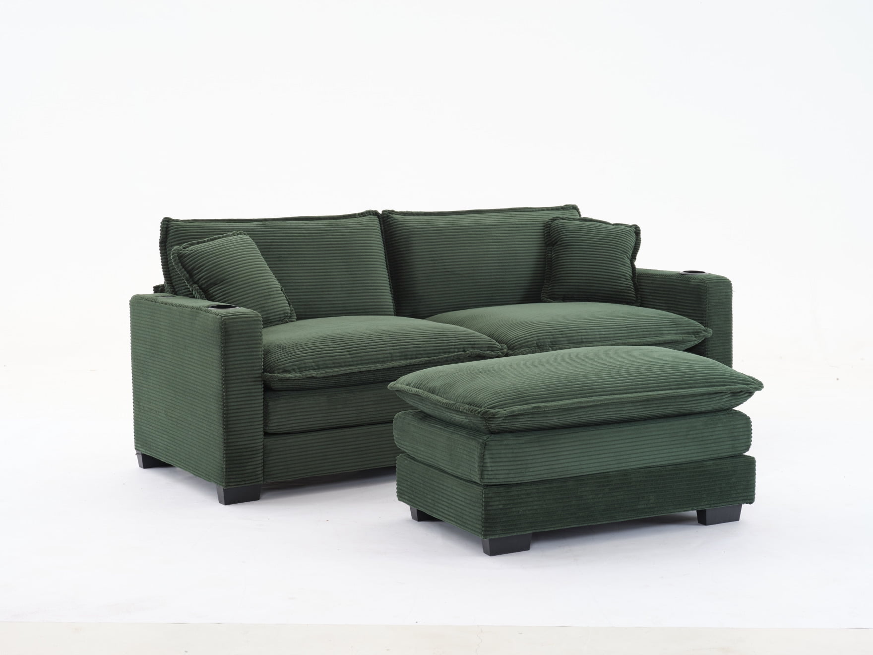 L-Shaped Modular Sectional Sofa with Flexible 2-Seater Ottoman, Space ...