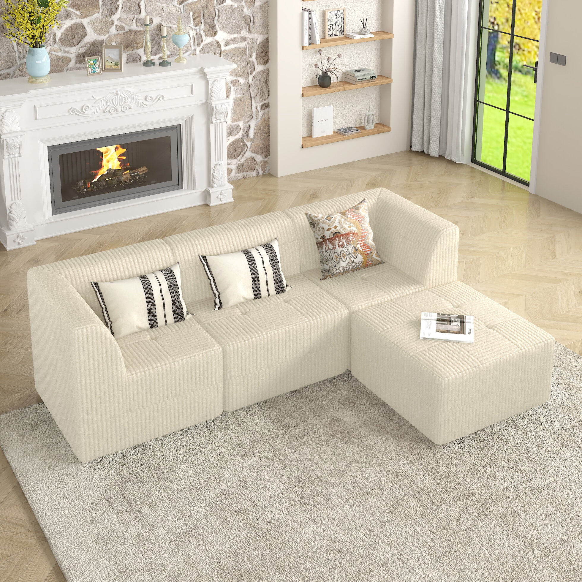 L-Shaped Modular Sectional Sofa, Space-Saving Compressed Design, Convertible Sleeper for Living ...