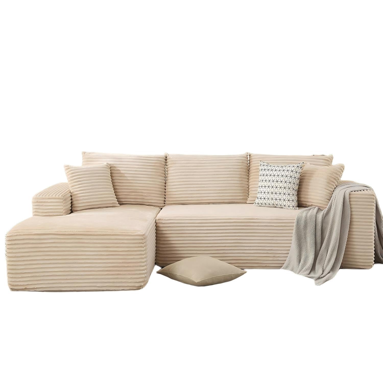 L-Shaped Modular Sectional Sofa with Chaise, Deep Plush Seat and No ...