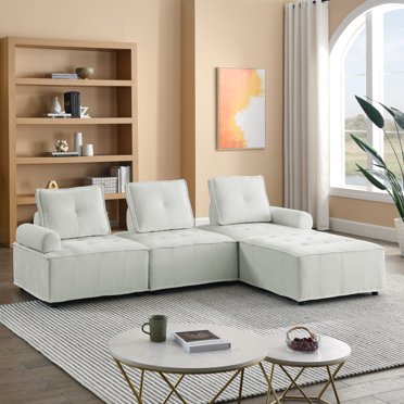 Free-Combined Sectional Sofa with Storage Ottoman, 5-Seater Modular ...